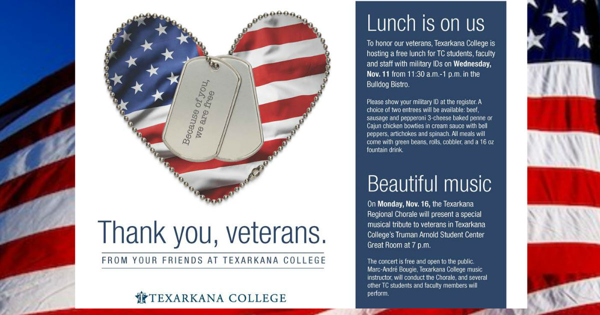 Thank You, Veterans! TC for Lunch on Nov. 11 & Tribute Concert on Nov ...