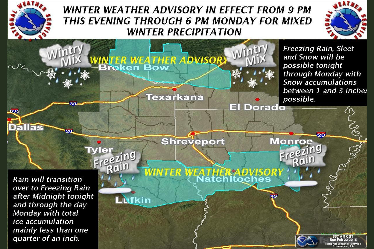 Winter Storm Warning 9pm Sunday Through Midnight Monday - Texarkana Today