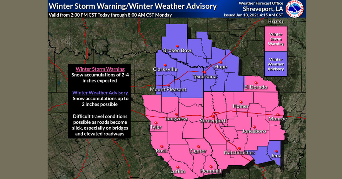 Winter Weather Advisory Issued for Texarkana | Texarkana Today