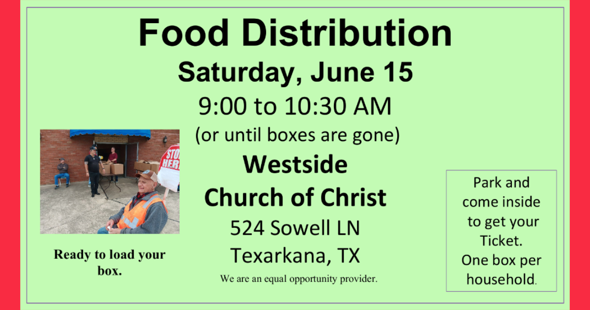 Food Distribution Tomorrow Morning at Westside Church of Christ ...